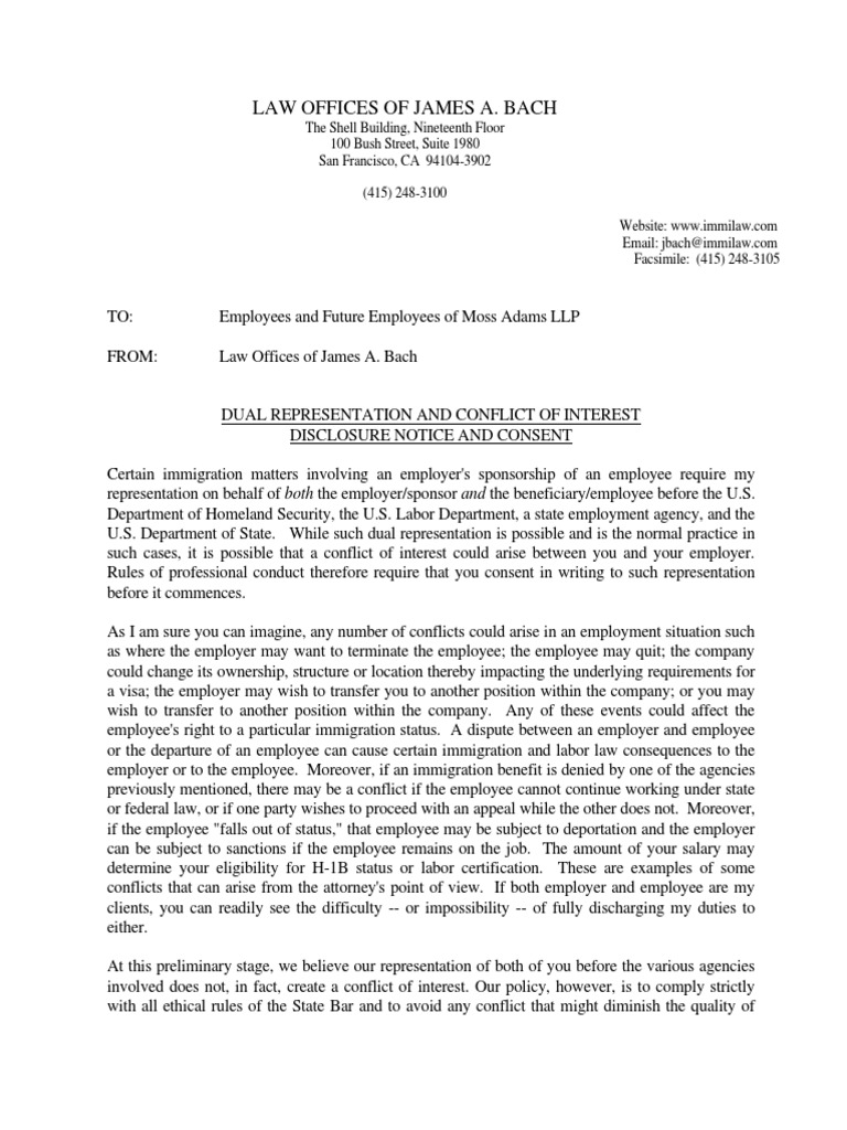Dual Representation Disclosure and Consent - Moss Adams LLP (Employee ...