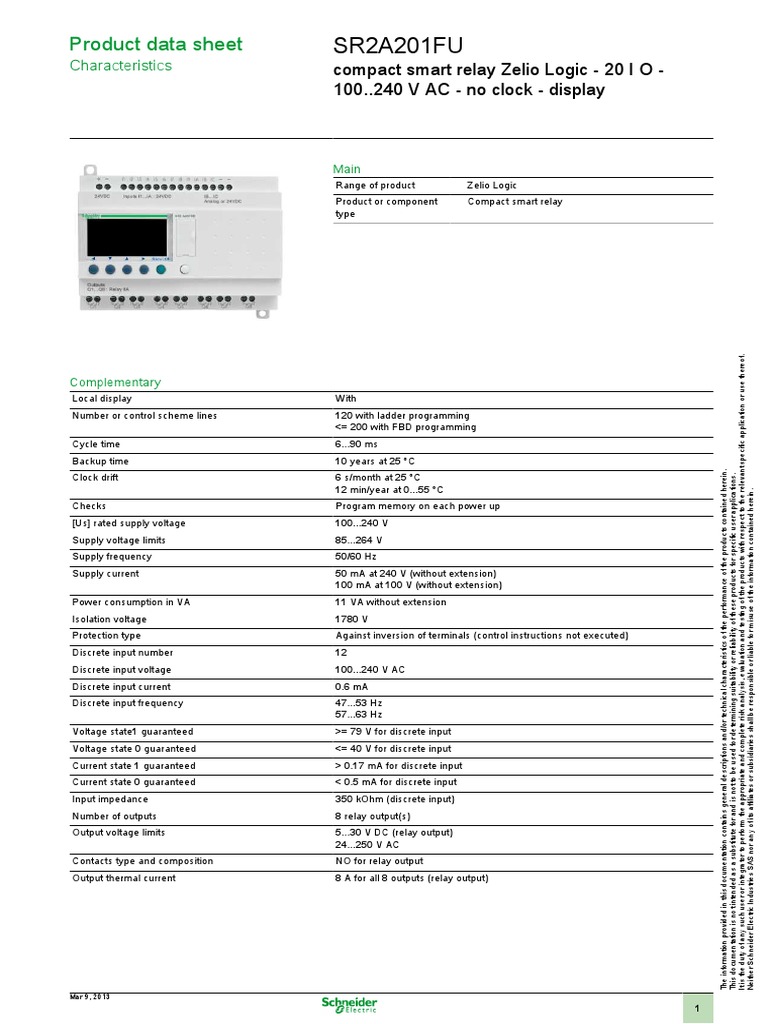 SR2A201FU Schneider Electric | PDF | Relay | Alternating Current
