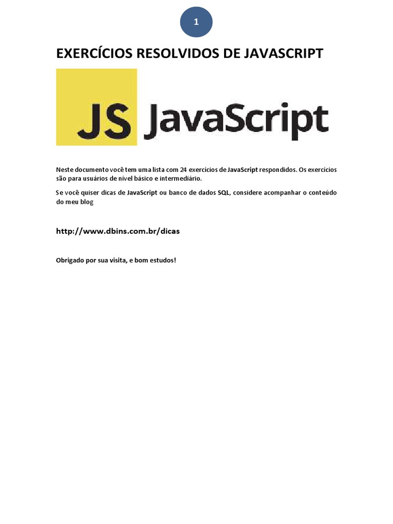 24 Exercícios de JavaScript Resolvidos para Níveis Básico e Intermediário | PDF | Sequência ...