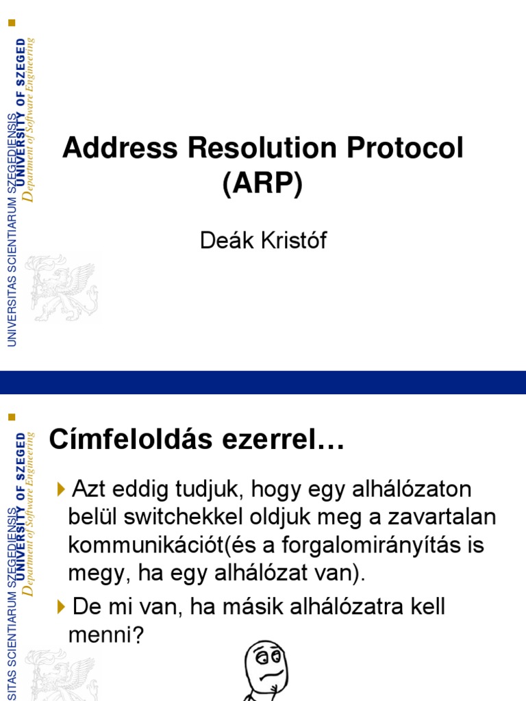Address Resolution Protocol (ARP) : Deák Kristóf | PDF