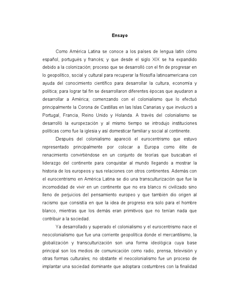Ensayo 2 | PDF | Colonialismo | Descolonización