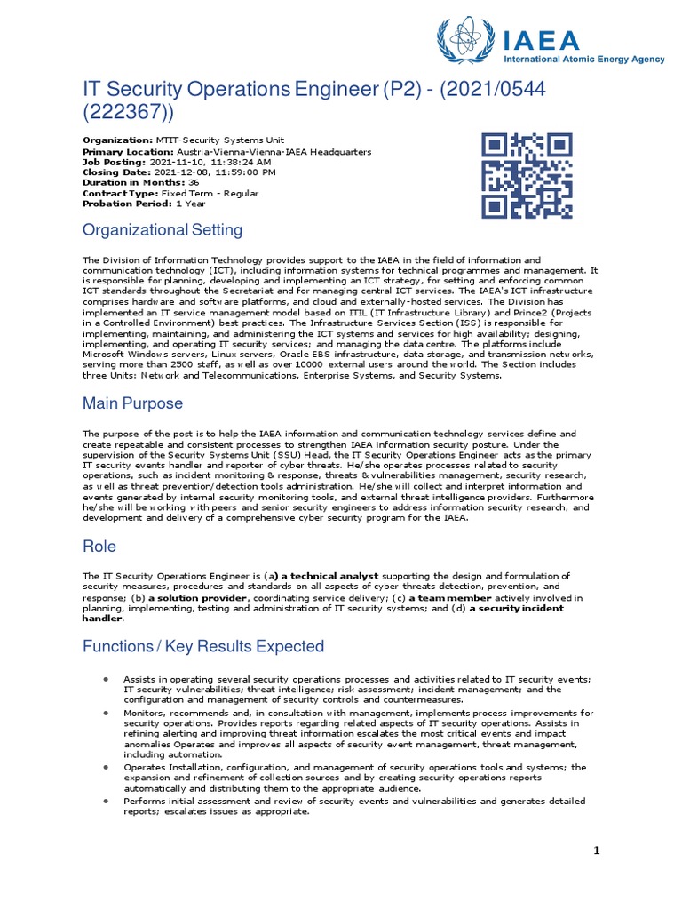 IT Security Operations Engineer Role | PDF | Computer Security | Security