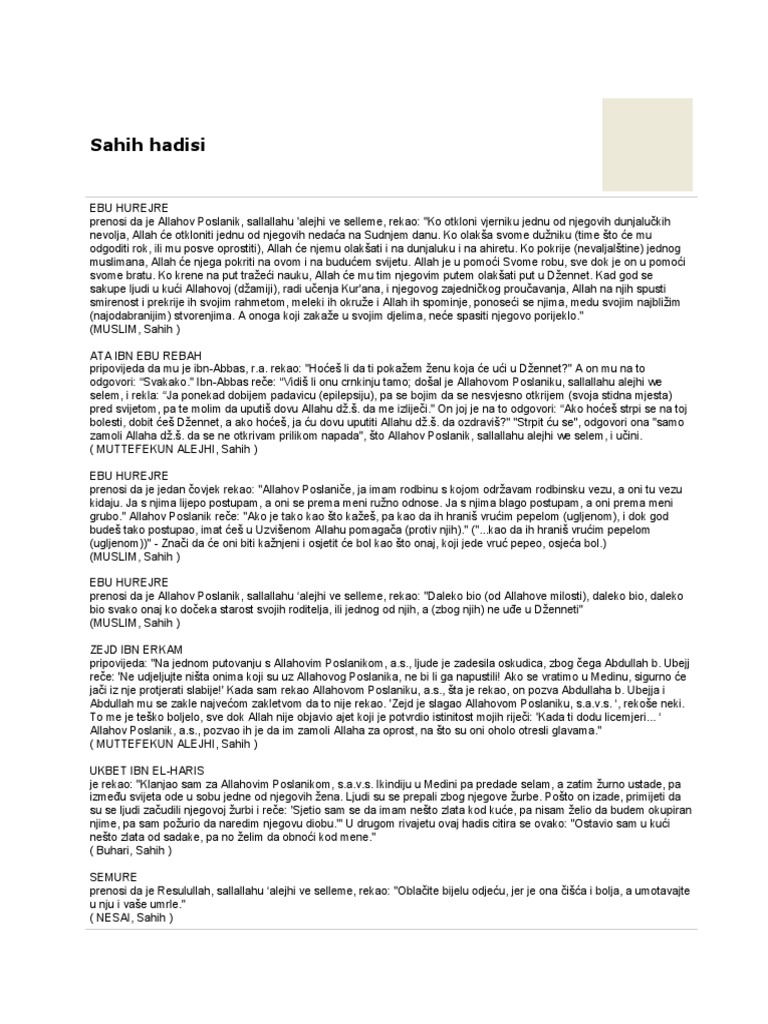 Sahih Hadisi | PDF