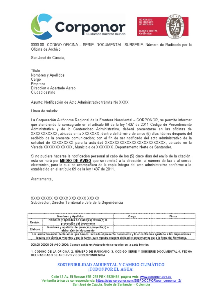 Modelo Oficio Notificacion | PDF