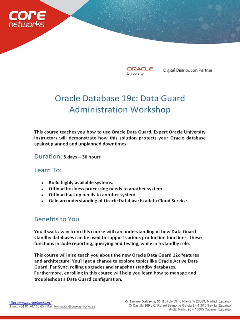 Oracle Database 19c Data Guard Administration Workshop Download Free Pdf Databases