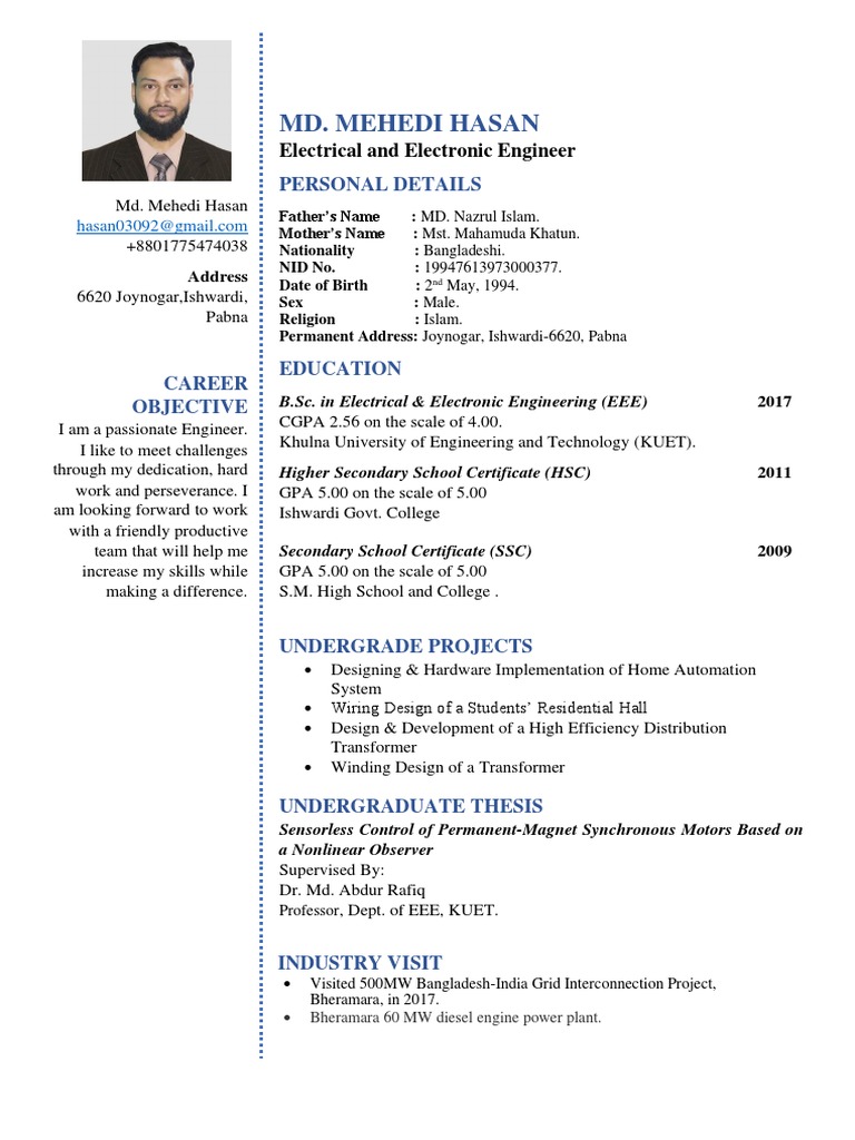 Mehedi CV | Download Free PDF | Electrical Engineering | Computer Engineering
