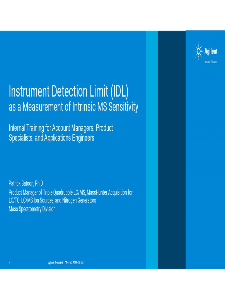 Instrument Detection Limit For Lcms Internal Training Pdf