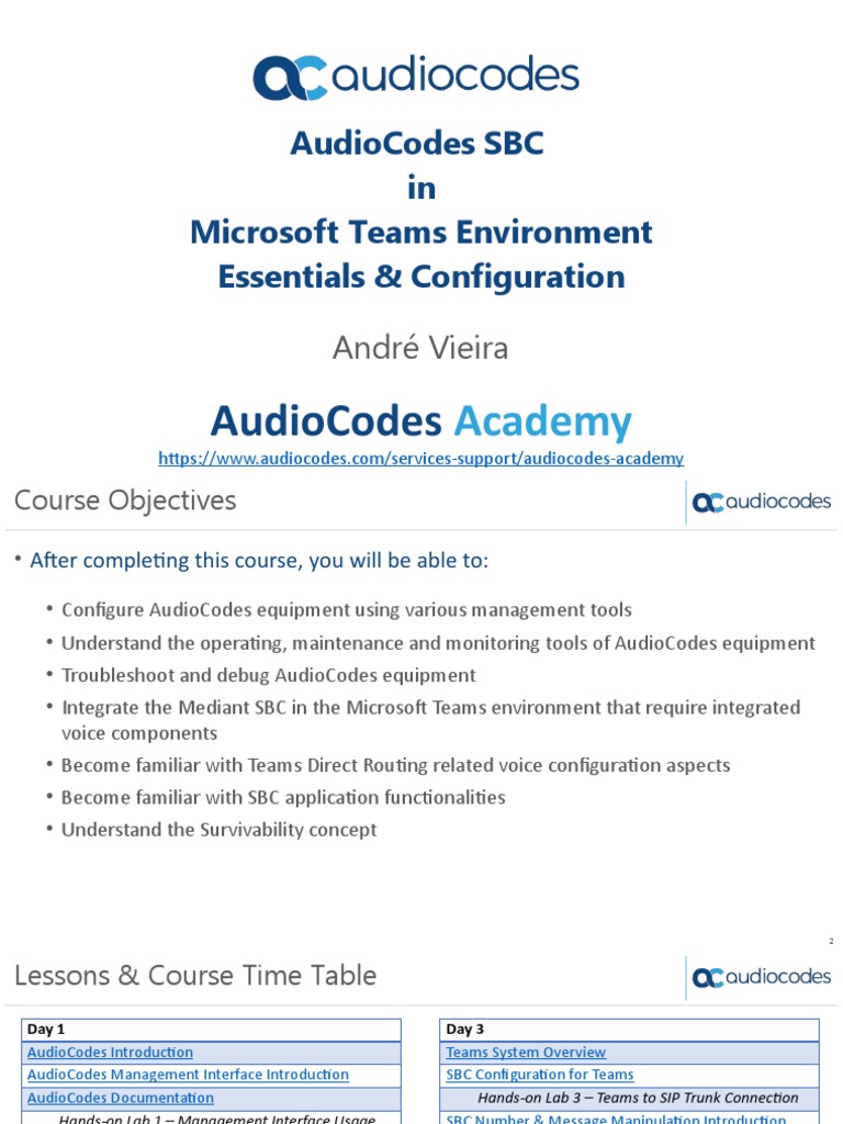 AudioCodes SBC in Microsoft Teams Environment Essentials Configuration | PDF | Ip Address ...