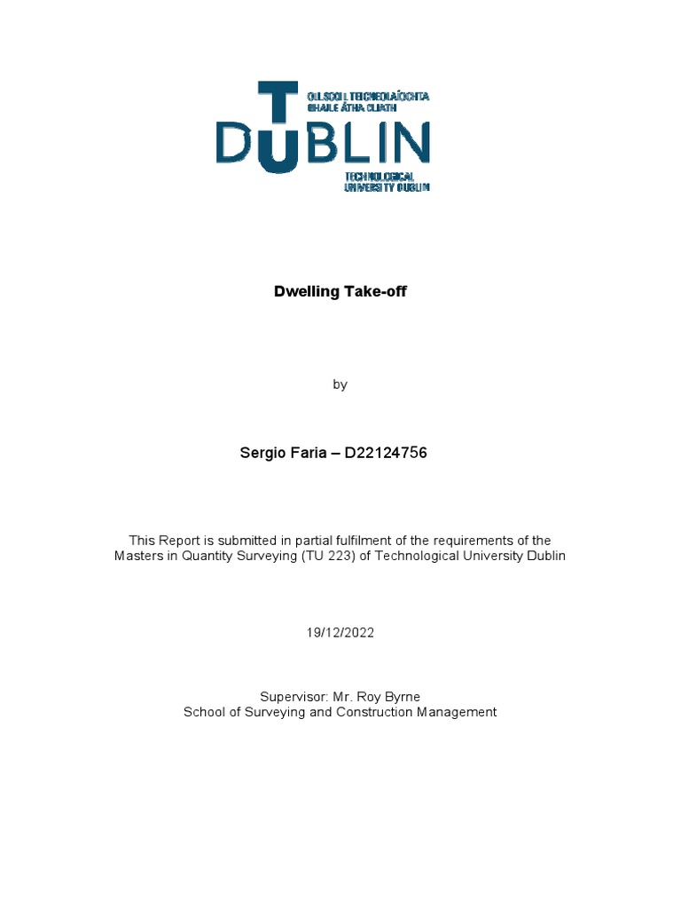 TU223 - RECE9112 2022-23 Dwelling Take-Off Sergio Faria D22124756 | PDF ...