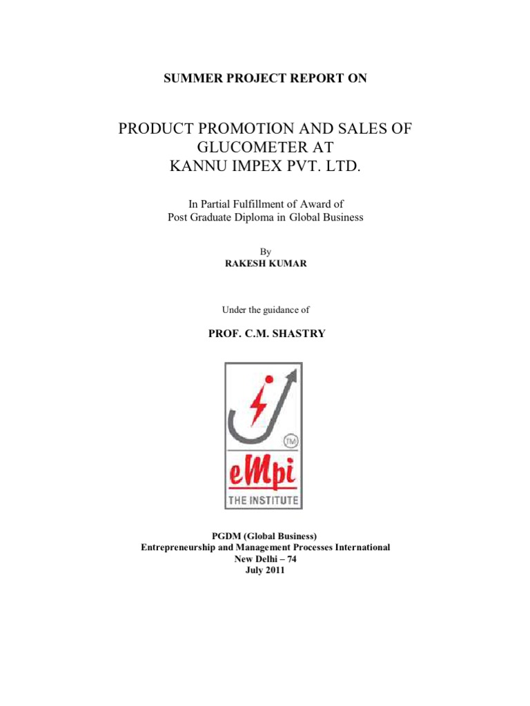 C C C CCC CC C CCC: Summer Project Report On | PDF | Diabetes Mellitus ...
