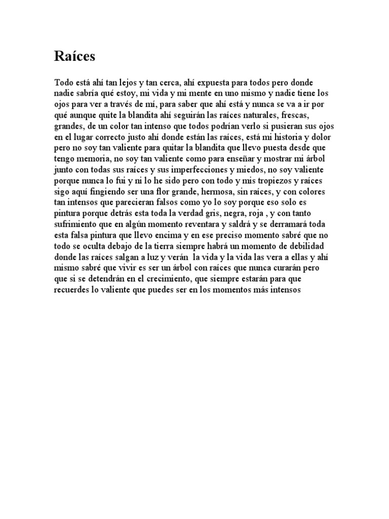 árbol Sin Raíces Historia Y Dolor Pdf