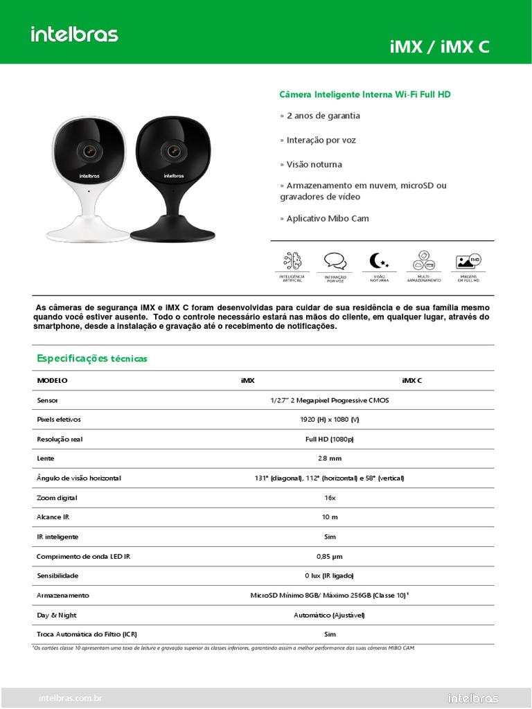 Dataheet - iMX e iMX C - Câmera Inteligente Interna Wi-Fi Full HD - 1 ...