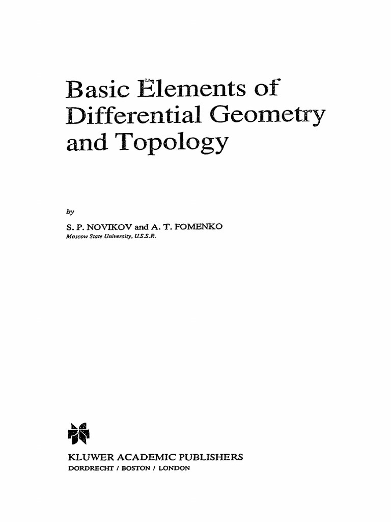 Basic Elements of Differential Geometry and Topology by S.P. Novikov, A.T. Fomenko | PDF