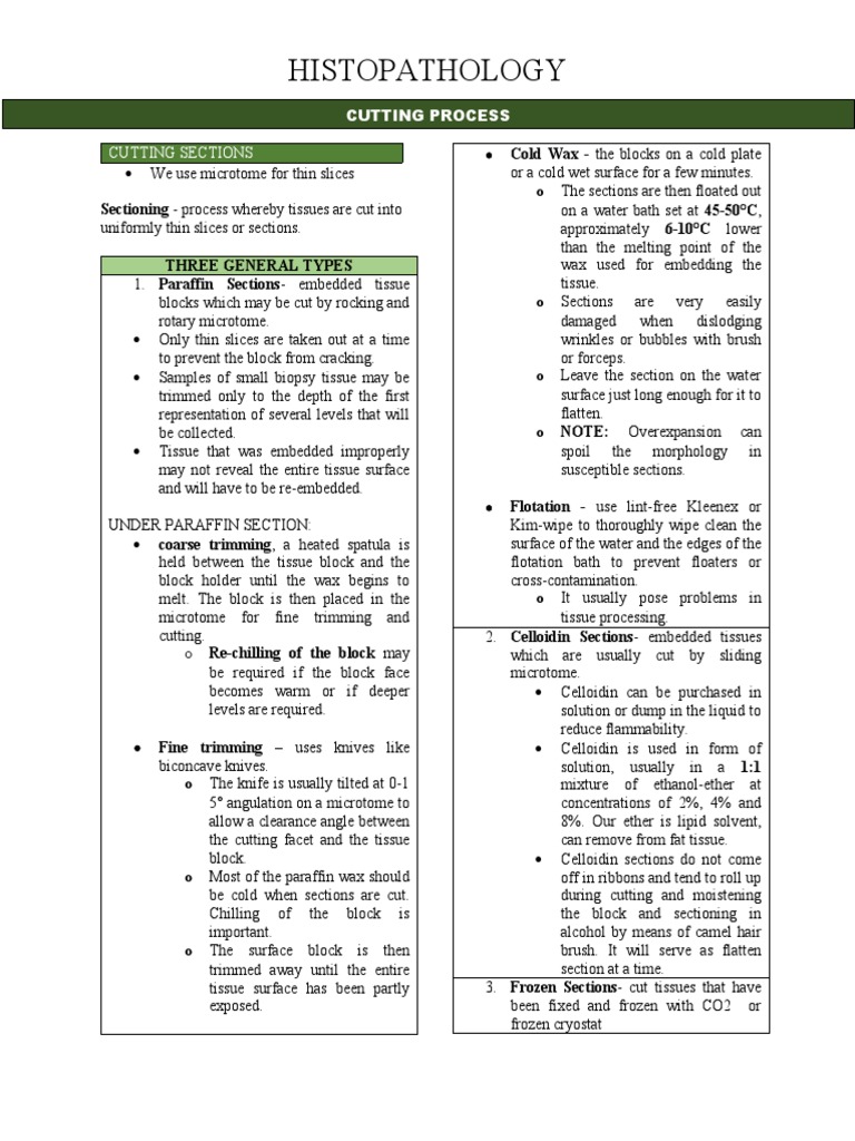 Histopath Cutting Sections | PDF | Histopathology | Histology
