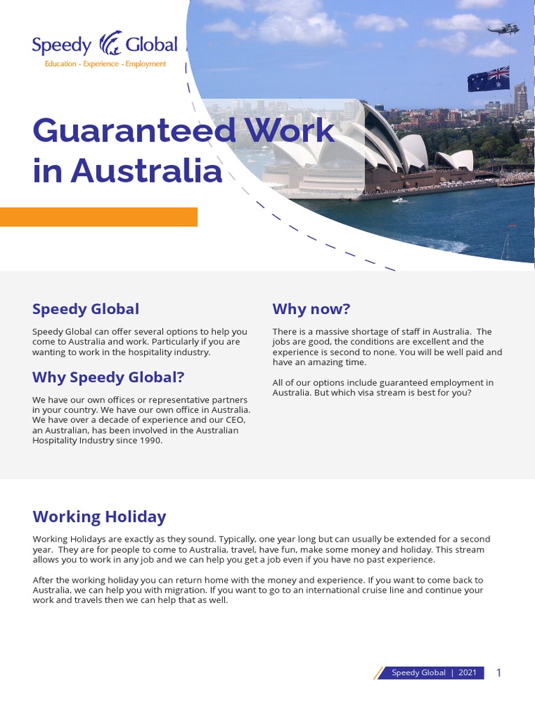 Guaranteed Work in Australia (SG Int) | PDF | Travel Visa | Australia