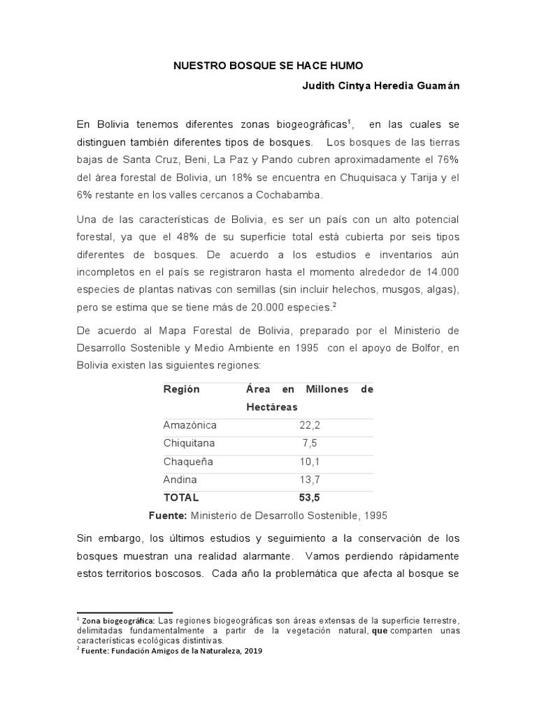NUESTRO BOSQUE SE HACE HUMO - Judith Heredia | PDF | Los bosques | Bolivia