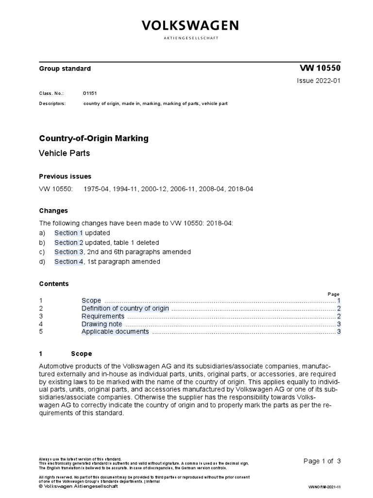 VW 10550 en | PDF | Specification (Technical Standard) | Standardization