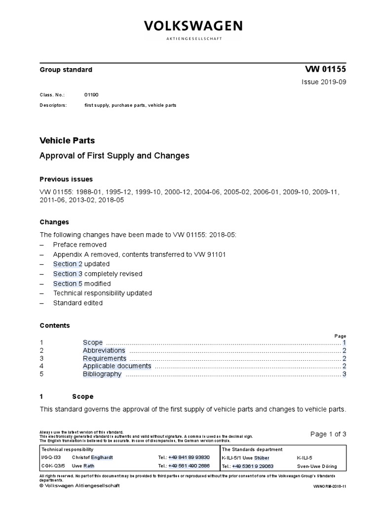 VW 01155 en | PDF | Specification (Technical Standard) | Business
