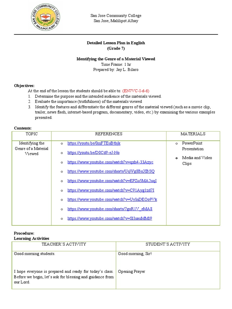 Lesson Plan | Download Free PDF | Learning | Lesson Plan