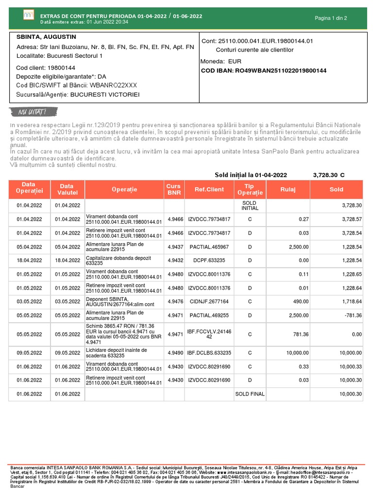 ISPRO Online Banking AccountData Statement 19800144 | PDF
