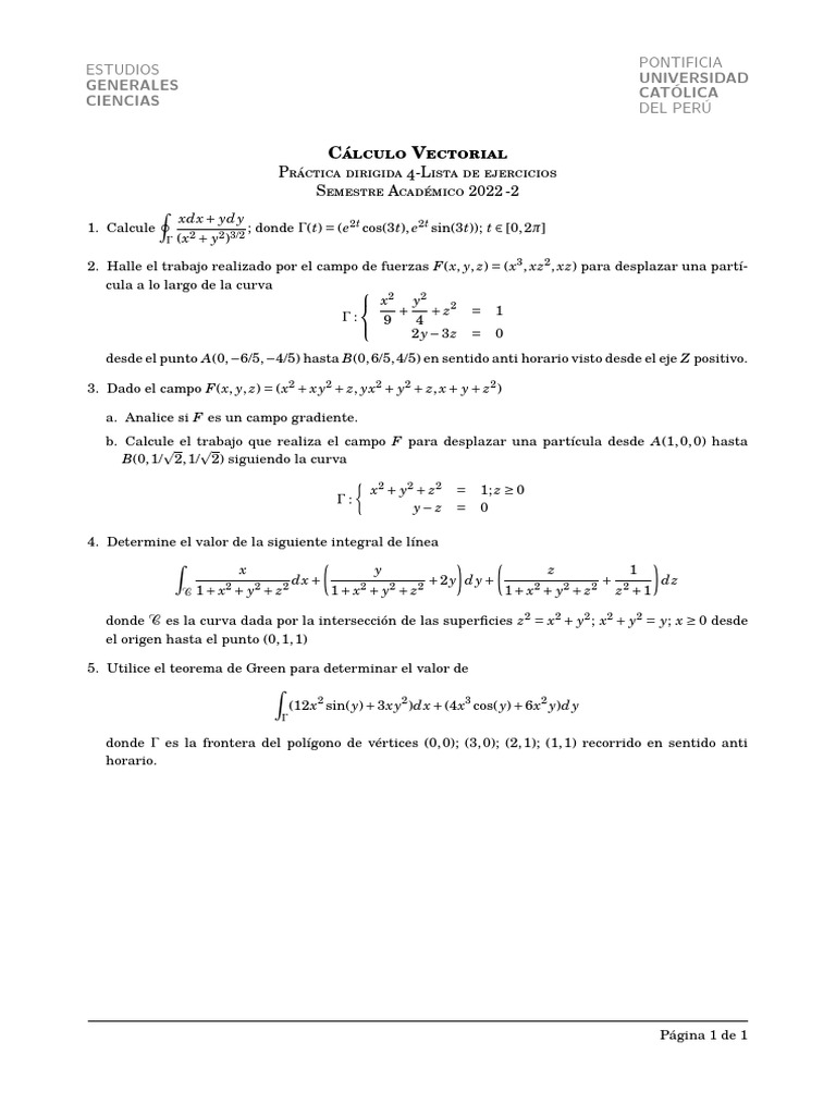 Pd4-Calvec-2022-2-Lista-De-Ejercicios Calculo Pucp | PDF | Funciones y mapeos | Álgebra abstracta