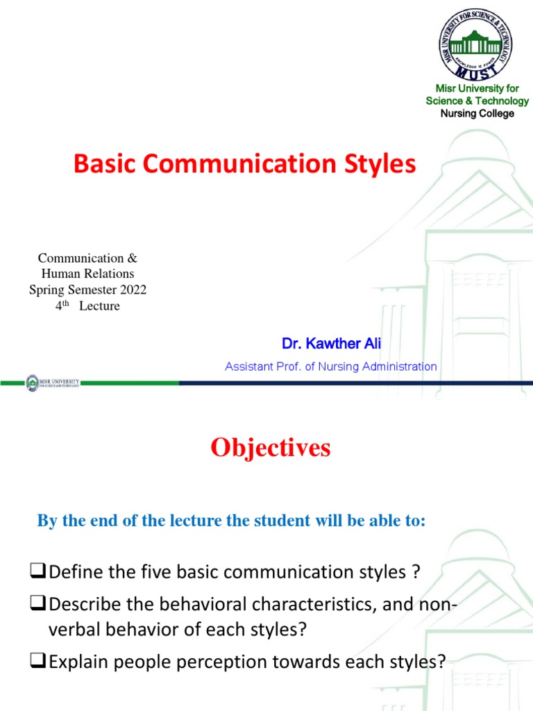 4 - Communication Styles | PDF | Nonverbal Communication | Communication