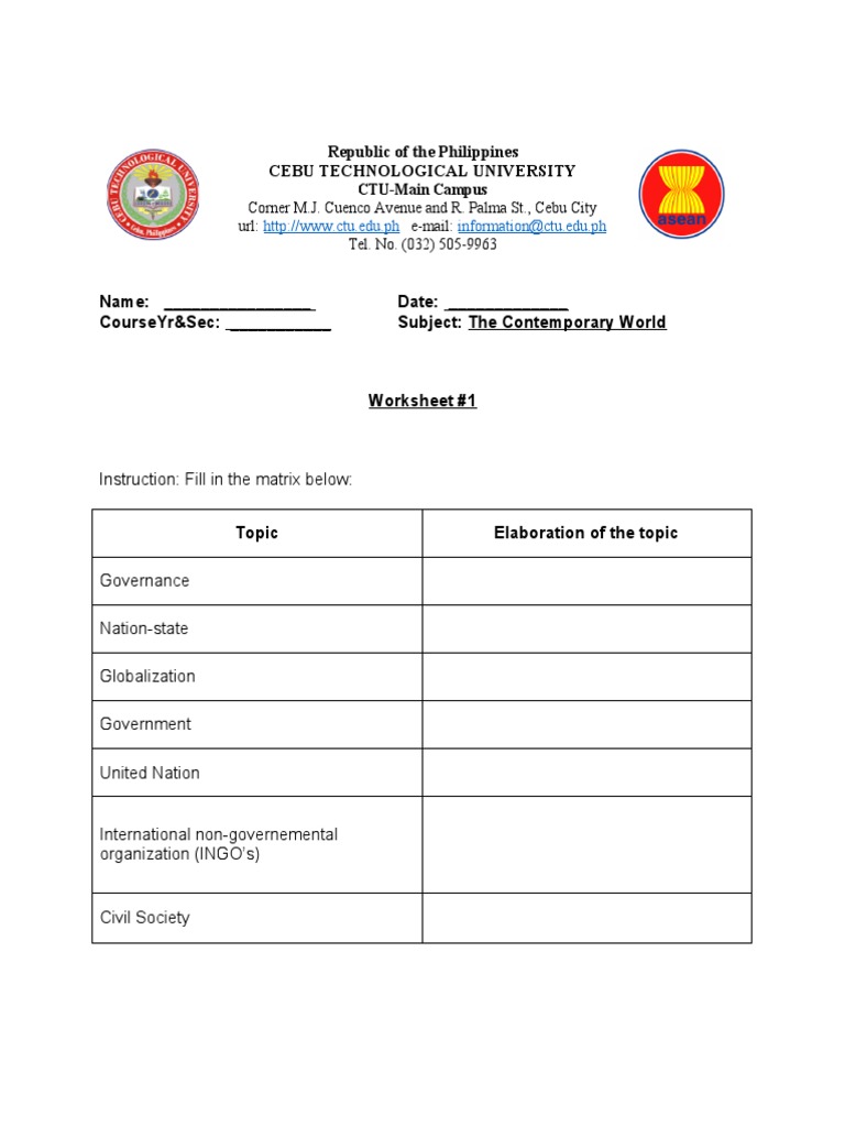 TCW Contemporary World | PDF | Social Science | Science & Mathematics