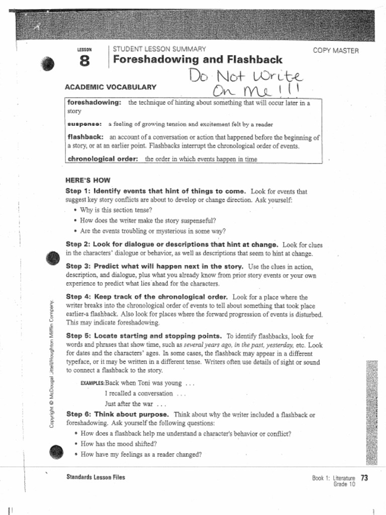 Foreshadowing and Flashback Packet | PDF