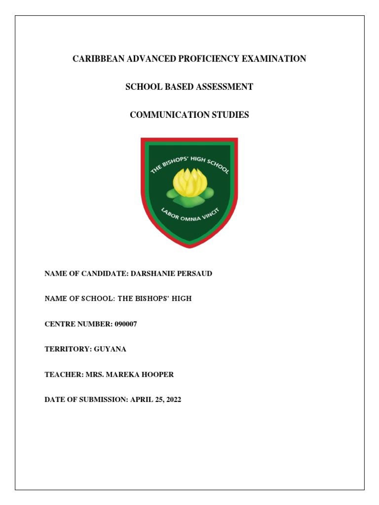 Darshanie - Communication Studies SBA | PDF | Occupational Safety And ...