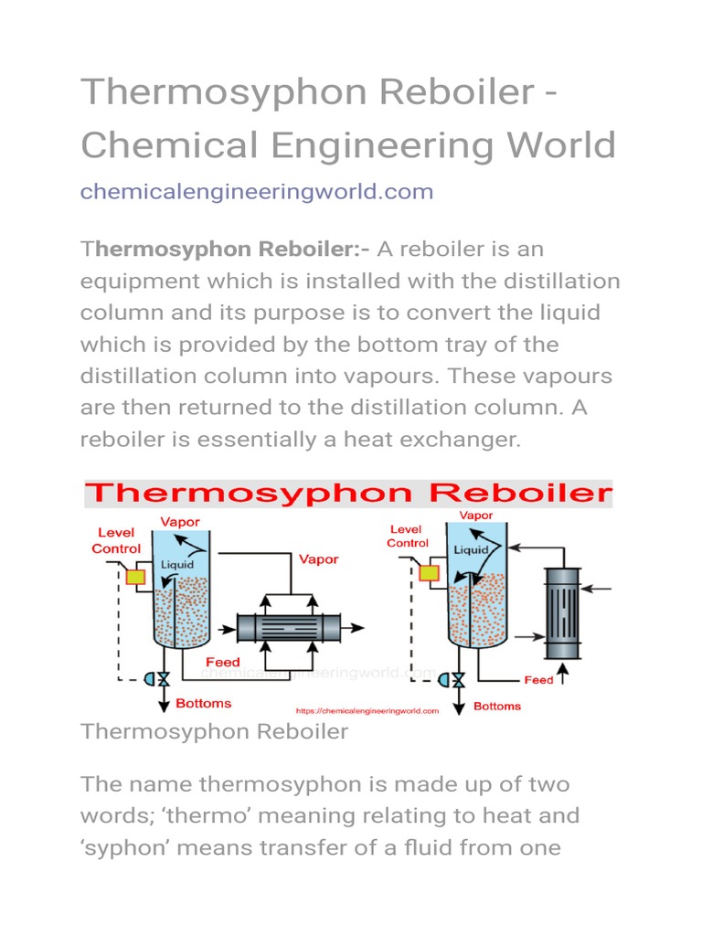 Thermosyphon Reboiler - Chemical Engineering World1 | PDF ...