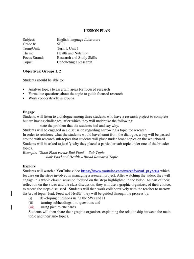 Final Draft Grade 8 Lesson Plan 4 | PDF | Lesson Plan | Cognition