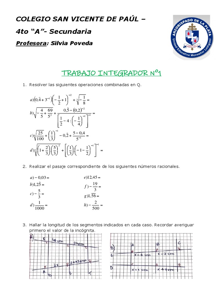 TP Integrador 1 - 4to A - Matematica | PDF | Conceptos matemáticos | Matemática Elemental