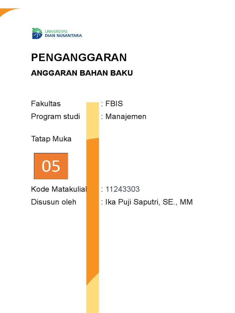 Modul Pertemuan 5 - Anggaran Bahan Baku | PDF | Teknologi & Rekayasa