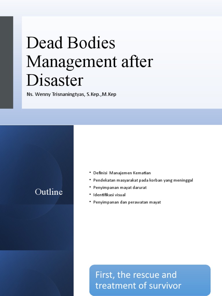 Dead Body Management Post-Disaster | PDF | Health Sciences | Medical ...
