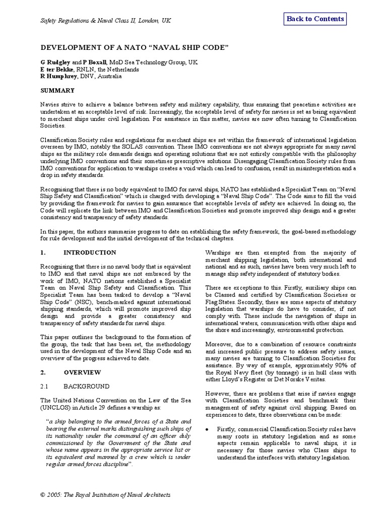 Development of A Nato "Naval Ship Code" | PDF