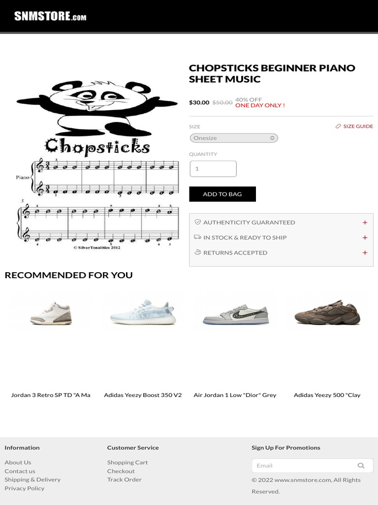 Chopsticks Beginner Piano Sheet Music | PDF