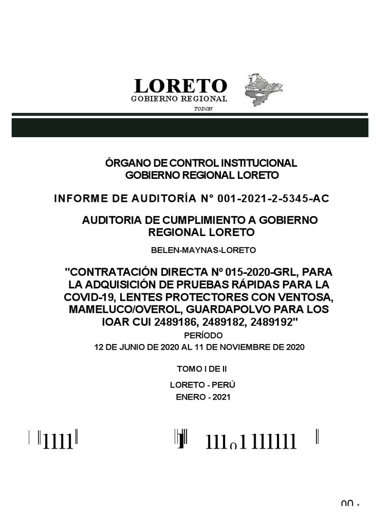 002 - 1. - INFORM - 1-2021-GRL-Pruebas Rápidas-MATRIZ | PDF | Auditoría | Anticuerpo