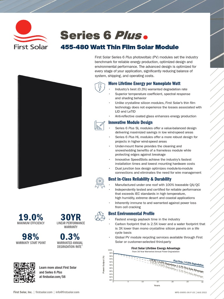 Series 6 Plus Datasheet - US | PDF | Photovoltaics | Thin Film Solar Cell