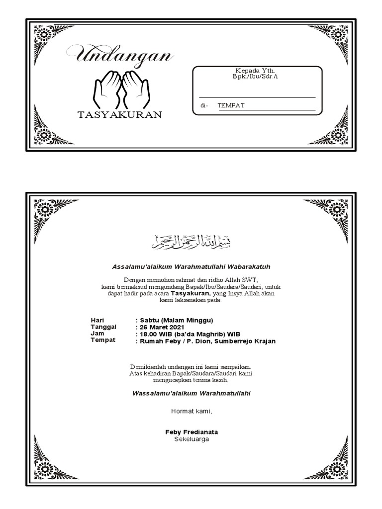 FORMAT UNdangan Syukuran Selamatan 1 | PDF