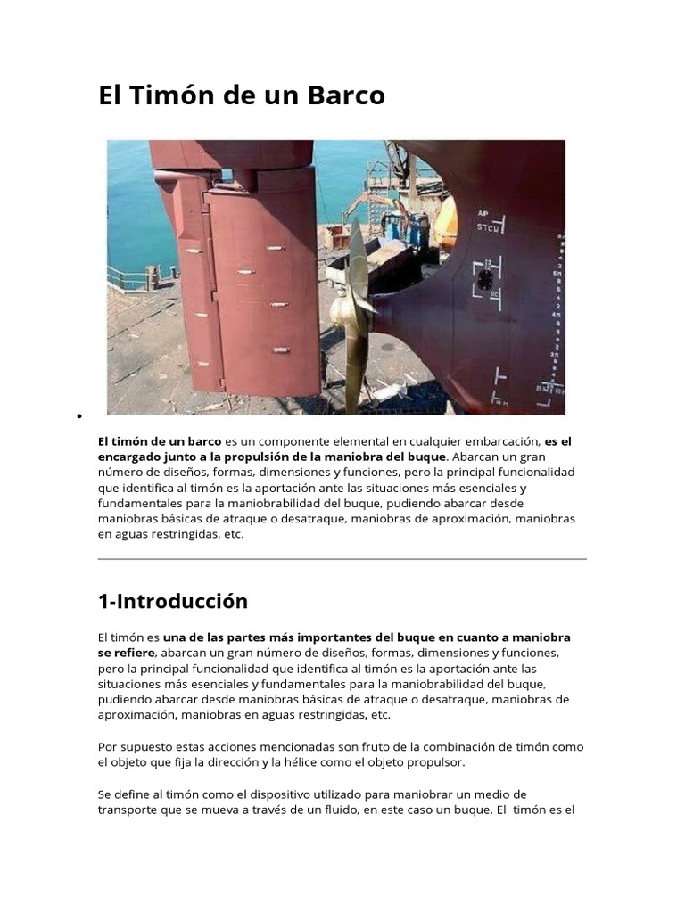 Tipos y Funciones del Timón de Barco | PDF | Timón | Barcos