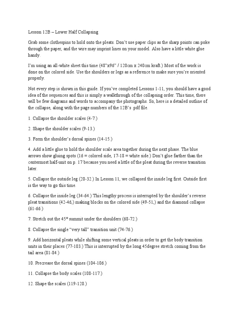 Detailed Instructions for Completing the Lower Half Collapsing Process ...