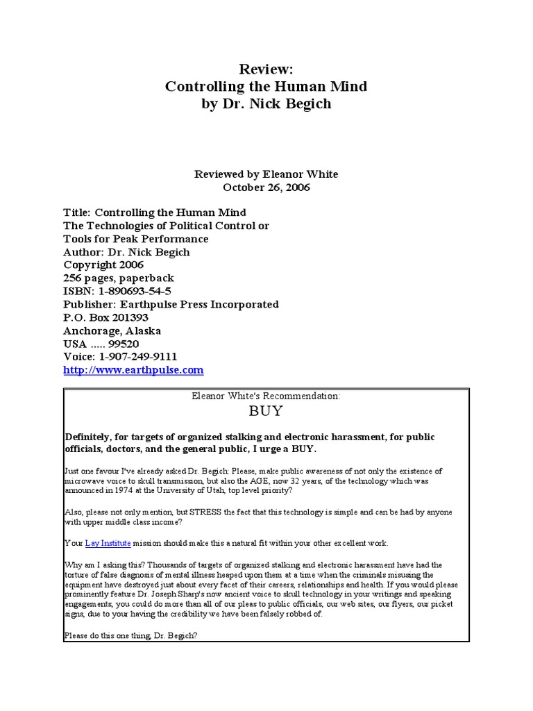 Controlling The Human Mind | PDF | Mind | Cognitive Science