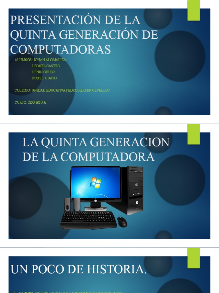 Presentación de La Quinta Generación de Computadoras | PDF