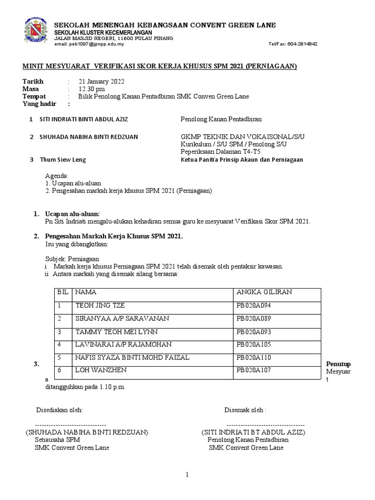 Mini Verifikasi Skor SPM 2021 - PERNIAGAAN | PDF