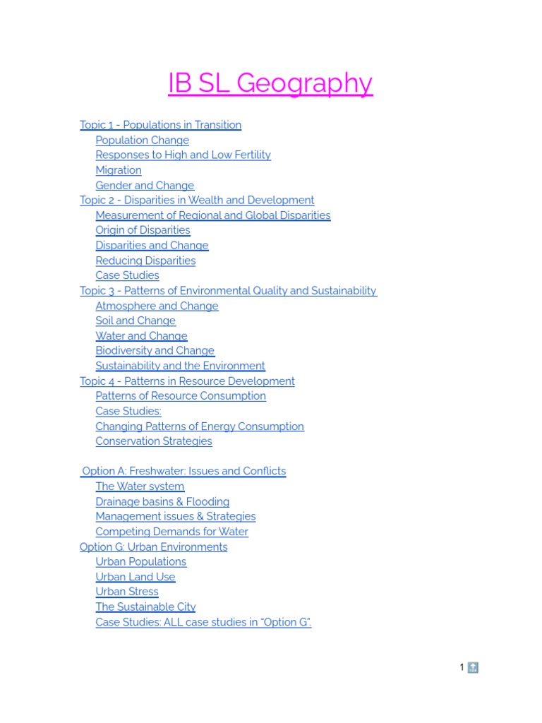 IB SL Geography Study Guide | PDF | Heavily Indebted Poor Countries | Woman