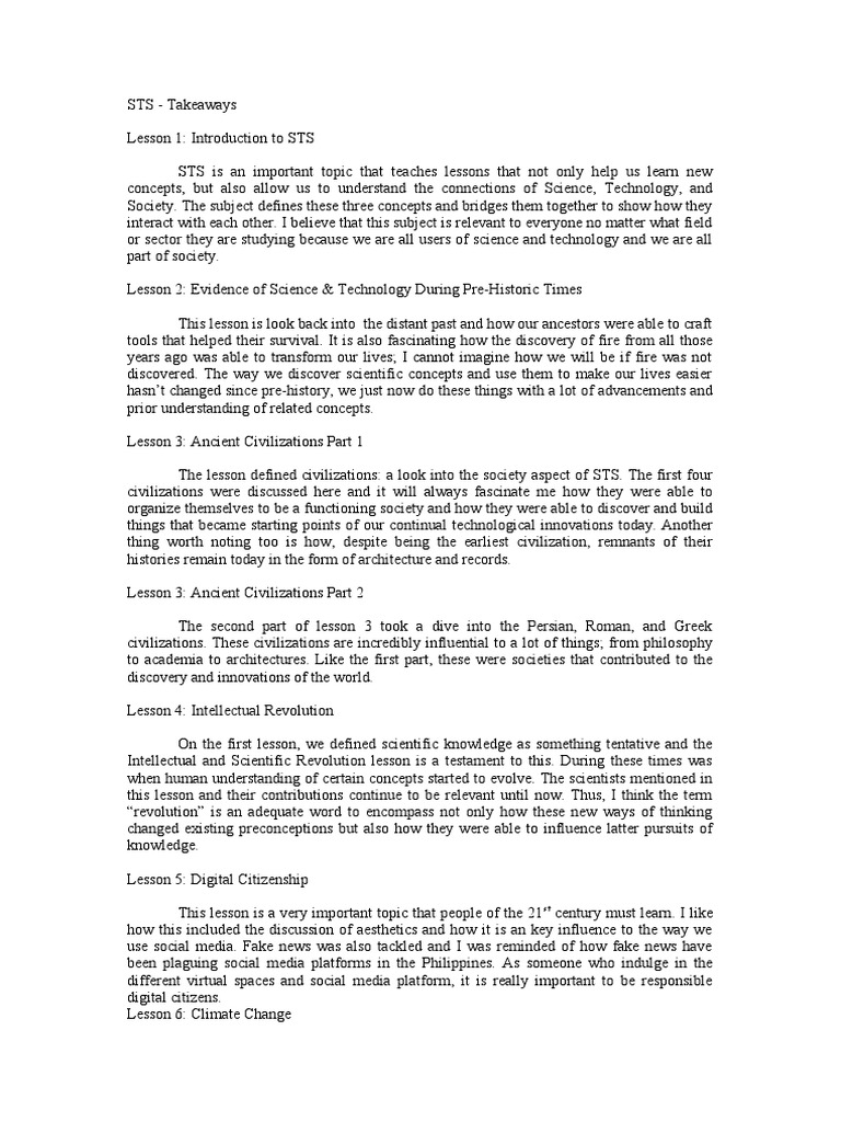 STS Takeaways | PDF | Science | Genetically Modified Organism