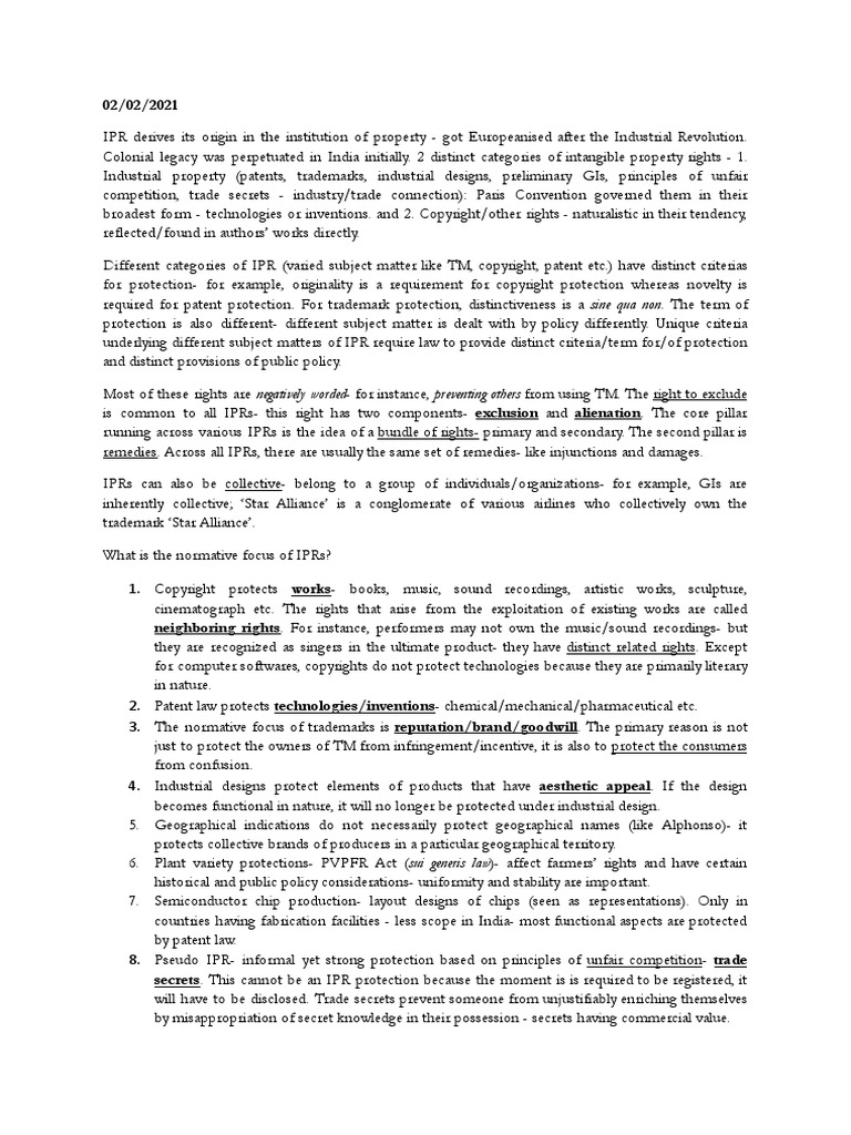 IPR Framework and Historical Context | PDF | Intellectual Property ...