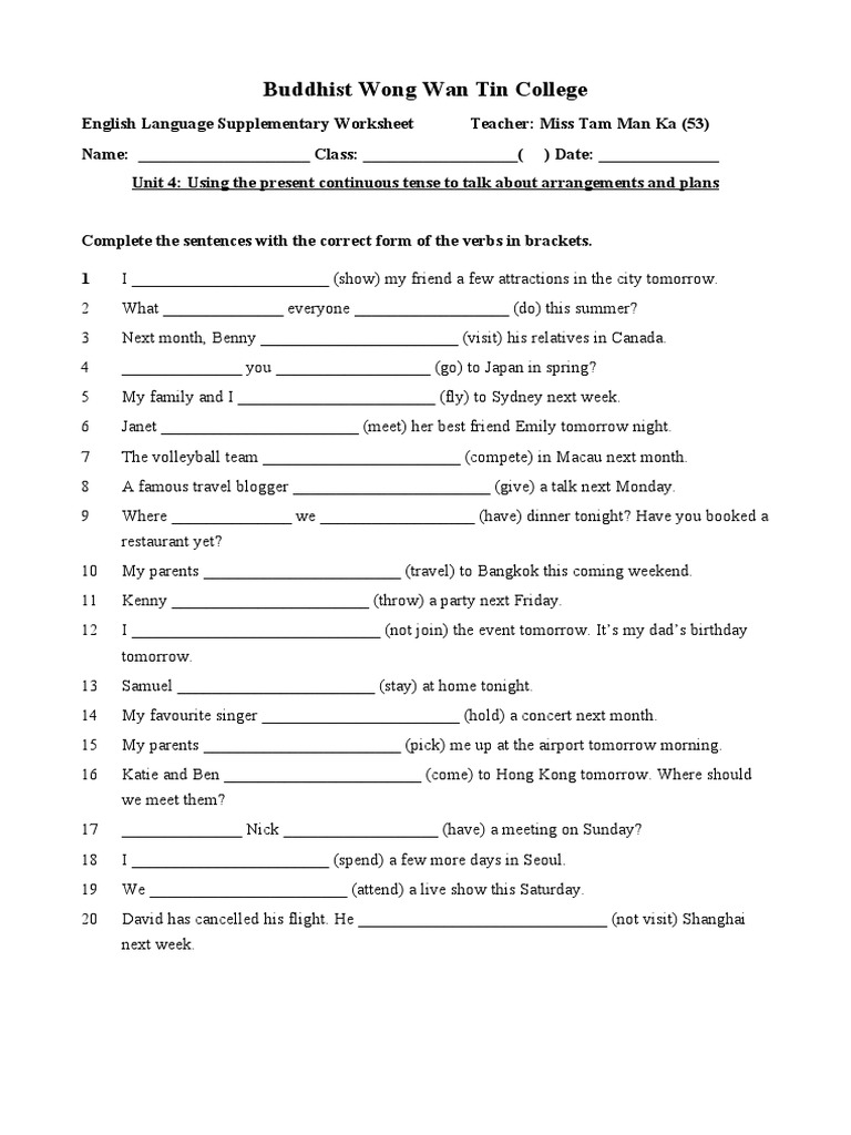 Unit 4 - Present Continuous Tense | PDF