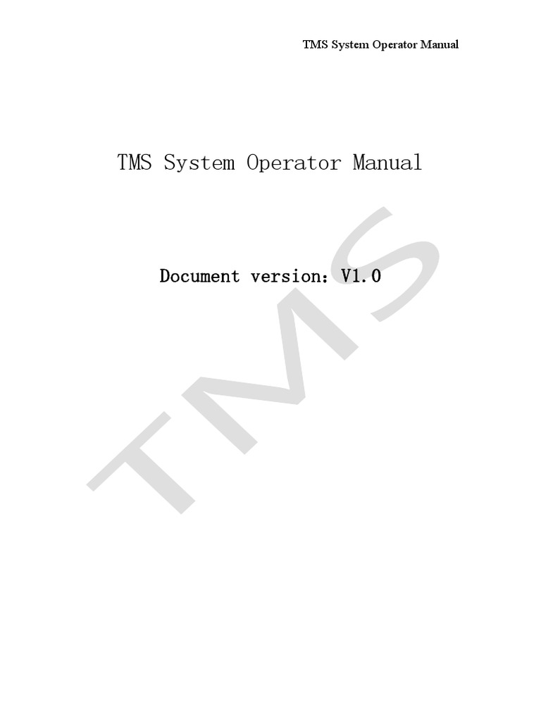 TMS System Operator Manual | PDF | Application Software | Data