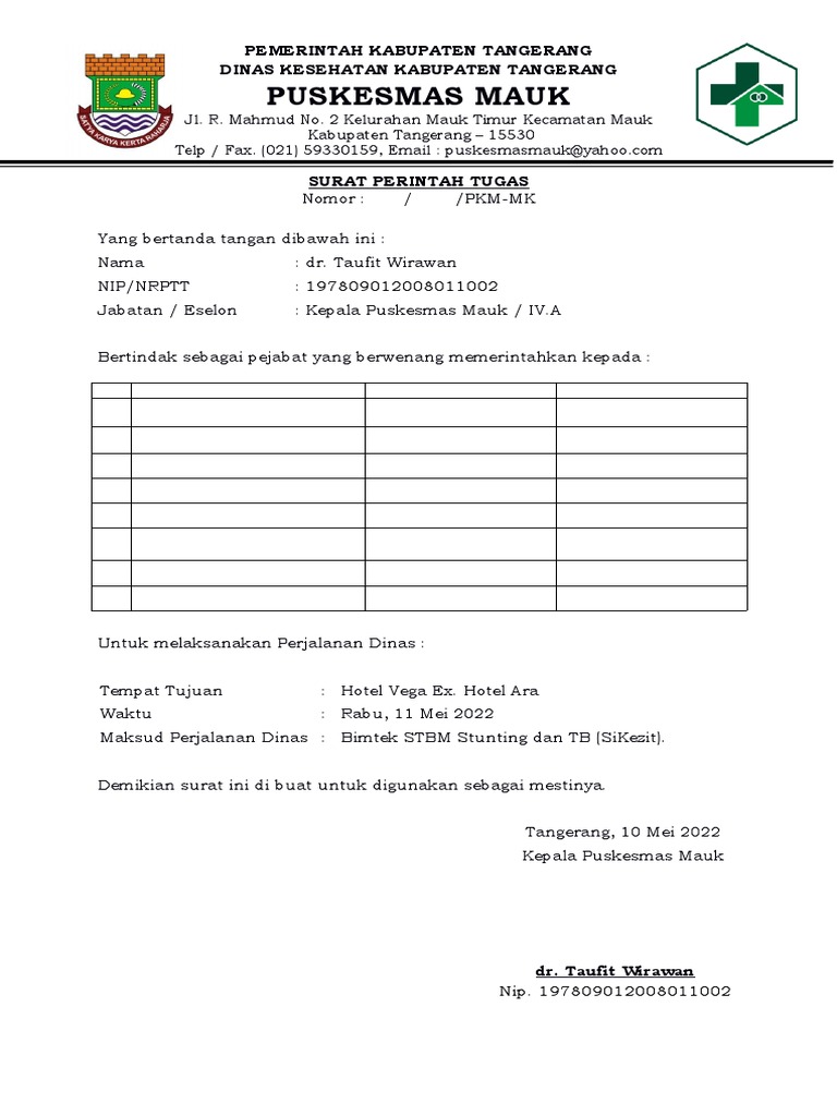 Surat Perintah Tugas 2022 | PDF